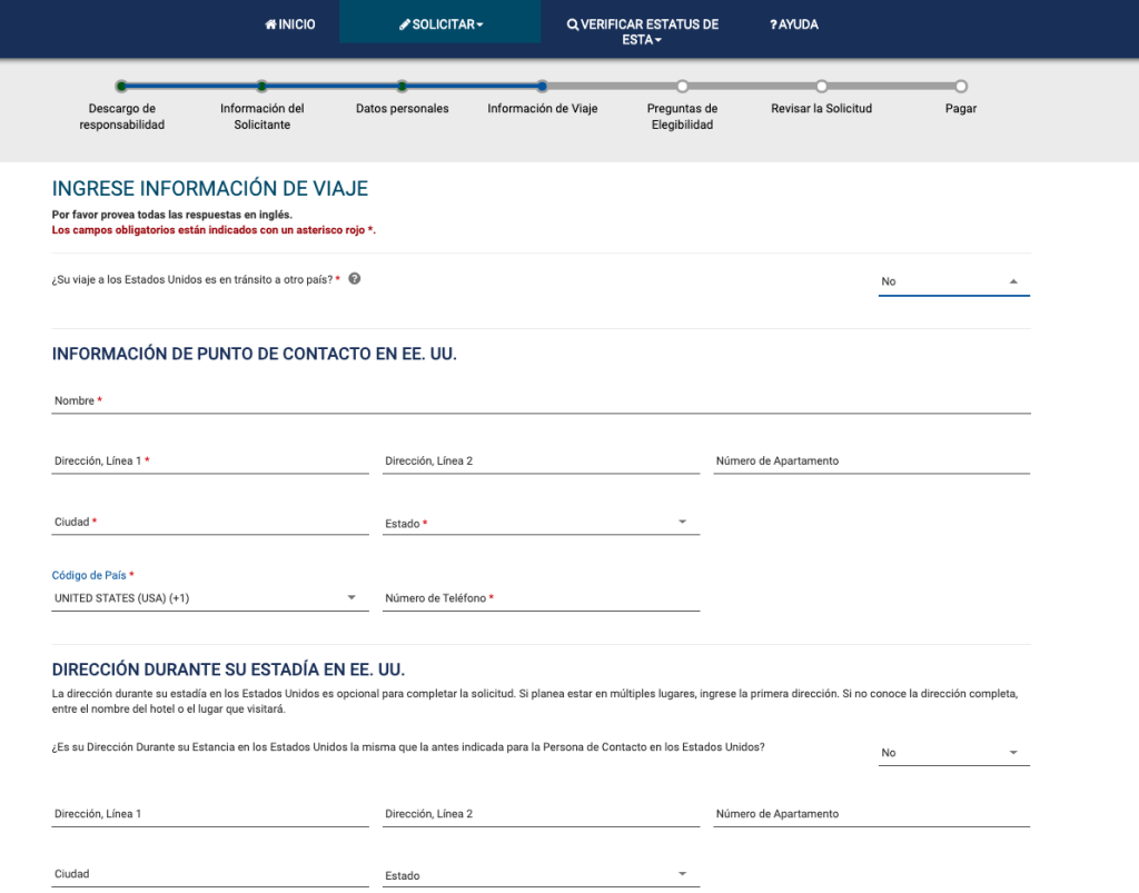 Cómo hacer el formulario ESTA paso a paso para viajar a Estados Unidos